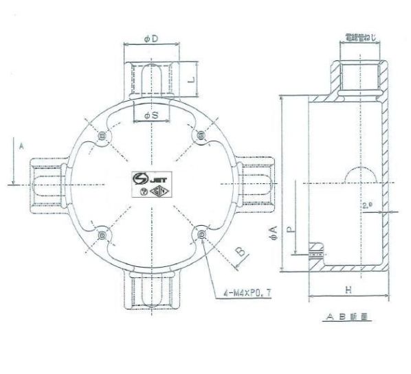 【楽天市場】在庫あり 丸形露出ボックス（2方出 ストレート） G16 鋳鉄製 HDZ 溶融亜鉛メッキ シンワ製 （ただしカバーは溶融亜鉛メッキ ...