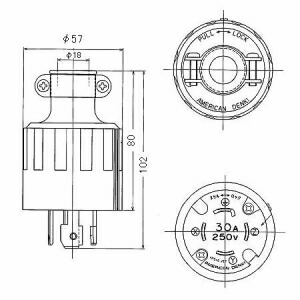 【楽天市場】アメリカン電機 プラグ 引掛形 30A 接地形3P 250V 黒 4322R：電材堂