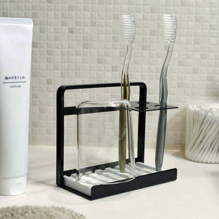 【楽天市場】歯ブラシスタンド（ドライトレイ付） 洗面所 バスルーム 珪藻土 吸水 衛生的 歯ブラシ 収納 スタンド 【COLLEND】：雑貨DEPO