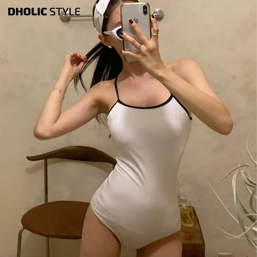 【楽天市場】レーディス 韓国ファッション dholic 夏 summer なつ ss ヘアバンド付配色バックレスクロスリボン水着・p679120 水着 ワンピース水着 ナイロン82% ウレタン ...