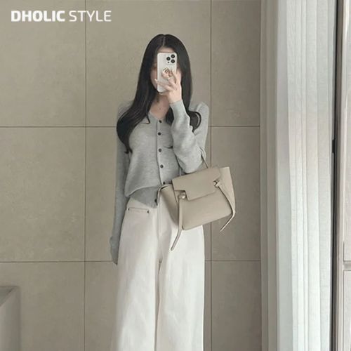 【楽天市場】レーディス 韓国ファッション dholic 秋 fall autumn あき fw 春 spring はる ss 配色ボタンVネックカーディガン・p682691 ニット ...