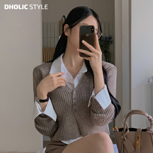 【楽天市場】Vネッククロップドリブニットカーディガン・p592910 レディース 【cd】トップス カーディガン 長袖 リブ Vネック ラウンドネック ベーシック 定番 お出かけ 着回し ...