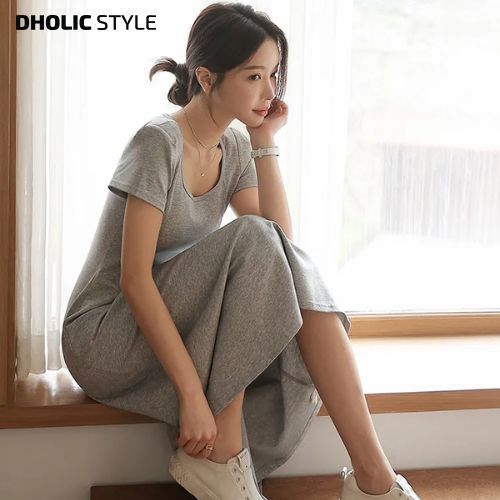 【楽天市場】[マラソンSALE]レーディス 韓国ファッション dholic 夏 summer なつ ss ショルダーパッド半袖Aラインワンピース・p680344 ワンピース ロングワンピース ...