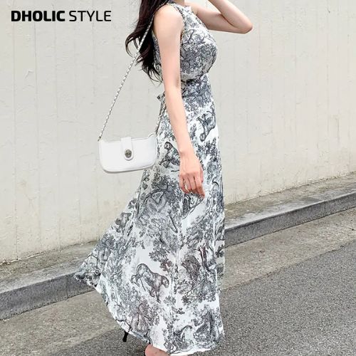 【楽天市場】レーディス 韓国ファッション dholic 夏 summer なつ ss トワルドジュイホルターロングフレアワンピース・p680111 ワンピース ロングワンピース ポリエステル ...