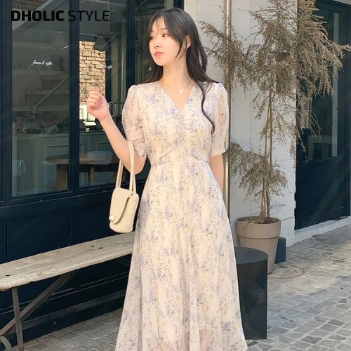 【楽天市場】レーディス 韓国ファッション dholic 夏 summer なつ ss シャーリングシフォンフラワーワンピース・p404449 ワンピース ロングワンピース シアー 花柄 フレア ...