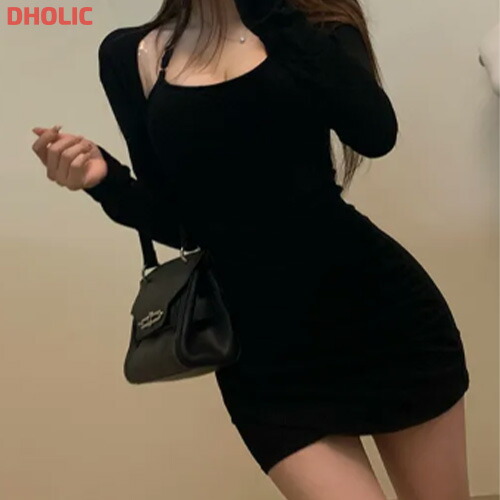 【楽天市場】ops レディース 韓国ファッション 長袖 ミニワンピース ショート丈 カップホルター ボレロネック シャーリング タイト スリム セクシー フェミニン 秋 冬 SSSOON：DHOLIC