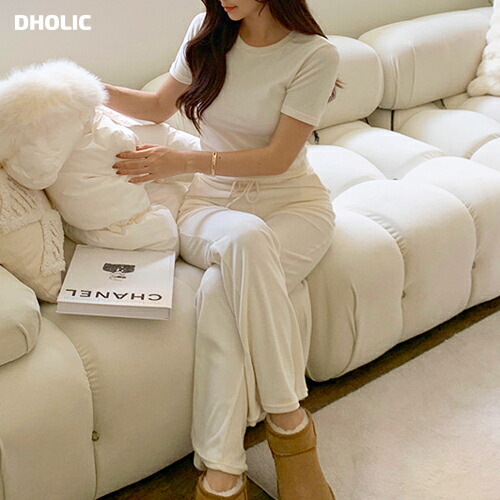 【楽天市場】[1127NEW] set レディース 韓国ファッション 上下セット トップス 長袖Tシャツ ボトムス ロングパンツ ベロア ...