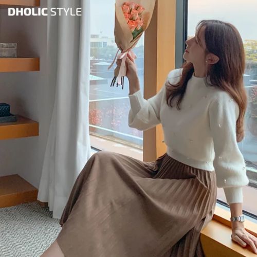 【楽天市場】レーディス 韓国ファッション dholic 秋 fall autumn あき fw 春 spring はる ss ウール混プリーツスカート・p601712 スカート ロングスカート ...