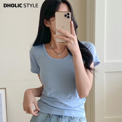 【楽天市場】レディース tops トップス クロップド ショートスリーブ スリム 無地 シンプル カラバリ パステル デイリー インナー 春 夏 SSDANG 韓国ファッション：DHOLIC