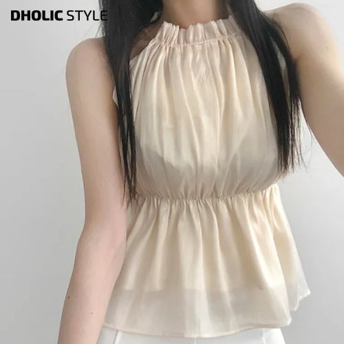 【楽天市場】レーディス 韓国ファッション dholic 夏 summer なつ ss ドロストホルターペプラムノースリーブブラウス・p677167 ブラウス ノースリーブブラウス ポリエステル ...