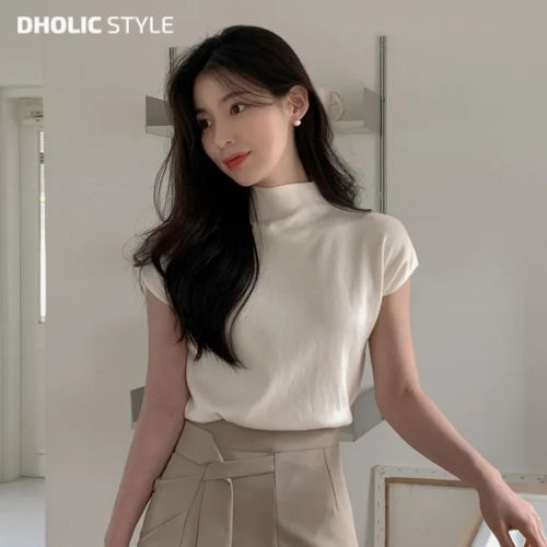 【楽天市場】レーディス 韓国ファッション dholic 秋 fall autumn あき fw 春 spring はる ss モックネック半袖ニット・p640517 ニット ニット/セーター ...