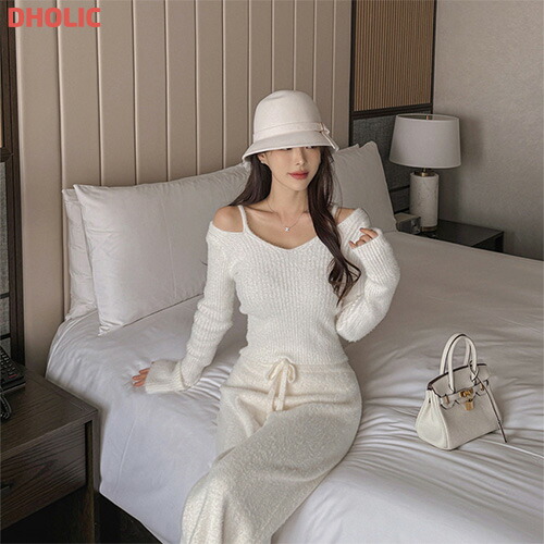 【楽天市場】kn レディース 韓国ファッション トップス ニット 長袖 オフショルダー 鎖骨 クロップド 伸びる タイト スリム 単色 プチプラ セクシー フェミニン カジュアル 秋 冬 ...