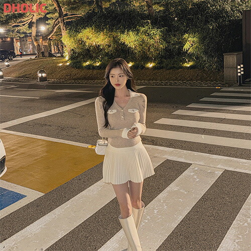 【楽天市場】kn レディース 韓国ファッション トップス ニット 長袖 スキッパ—ネック クロップド パフスリーブ 伸びる タイト スリム セクシー フェミニン カジュアル 秋 冬 ...