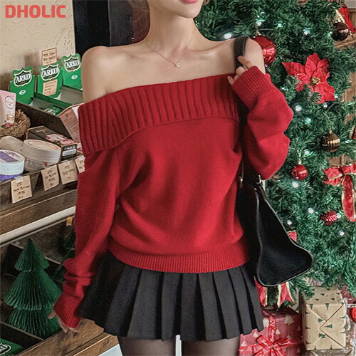 【楽天市場】kn レディース 韓国ファッション トップス ニット 長袖 オフショルダー 鎖骨 クロップド シンプル セクシー フェミニン カジュアル 着回し 秋 冬 SSHIGH：DHOLIC