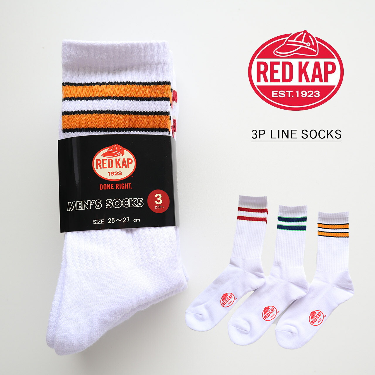 【楽天市場】Red Kap LINE SOCKS 3P ラインソックス 3足 3足セット 靴下 ライン：digred 楽天市場店
