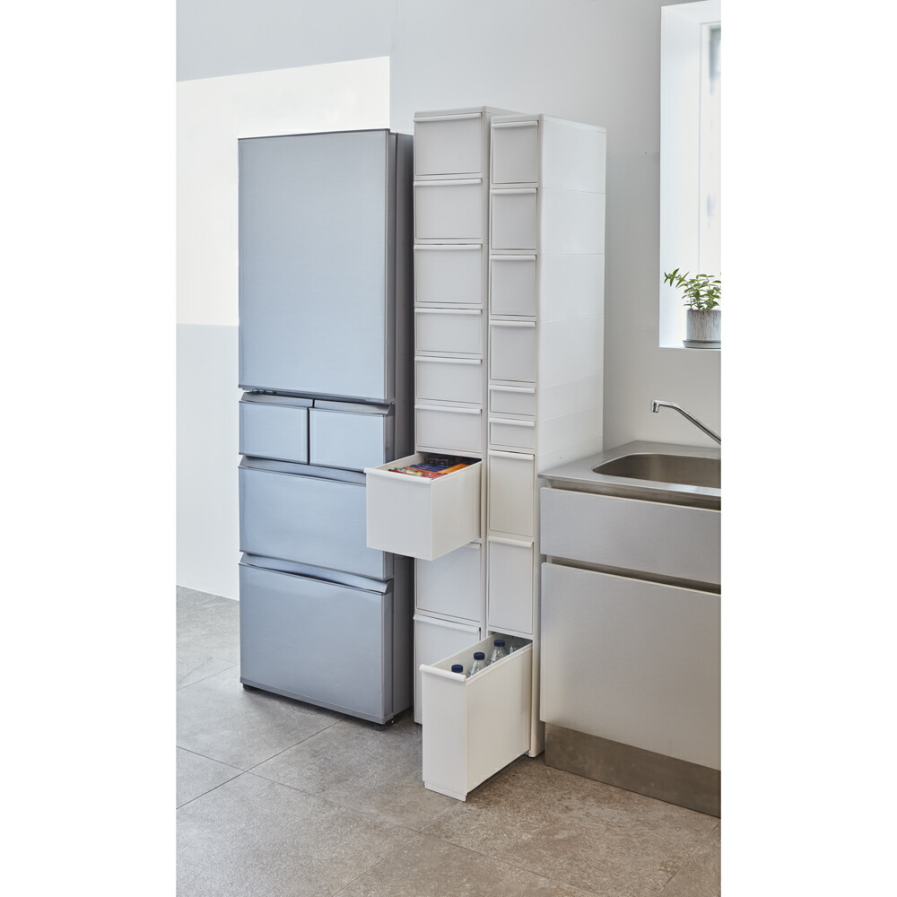 【楽天市場】【最大5000円OFFクーポン 9／30迄】 引き出しいっぱいスリムキッチンストッカー 9段（高さ189cm）・幅25.5cm ...