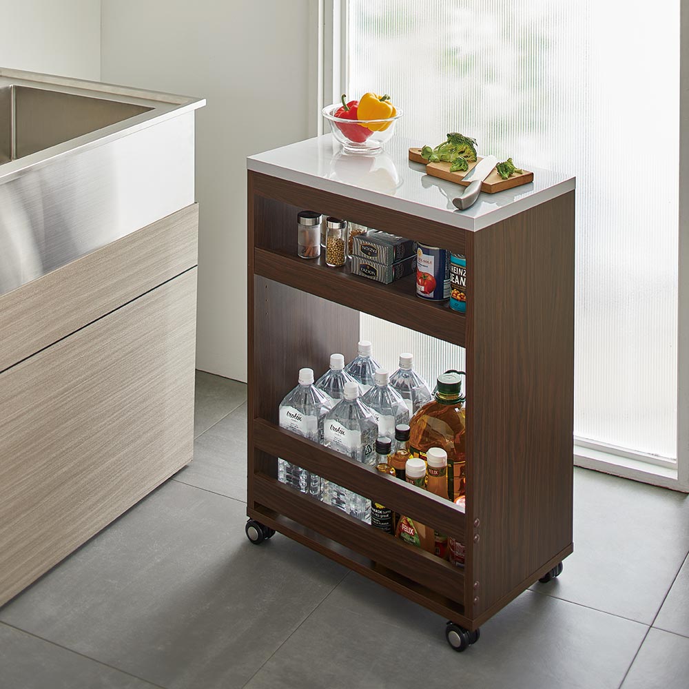 【楽天市場】【最大8000円OFFクーポン 10月9日1：59迄】 Rocoroco/ロコロコ 買い置きが溜められる頑丈ワゴン 幅60cm キッチン 収納カート キッチン収納 H76604 ...