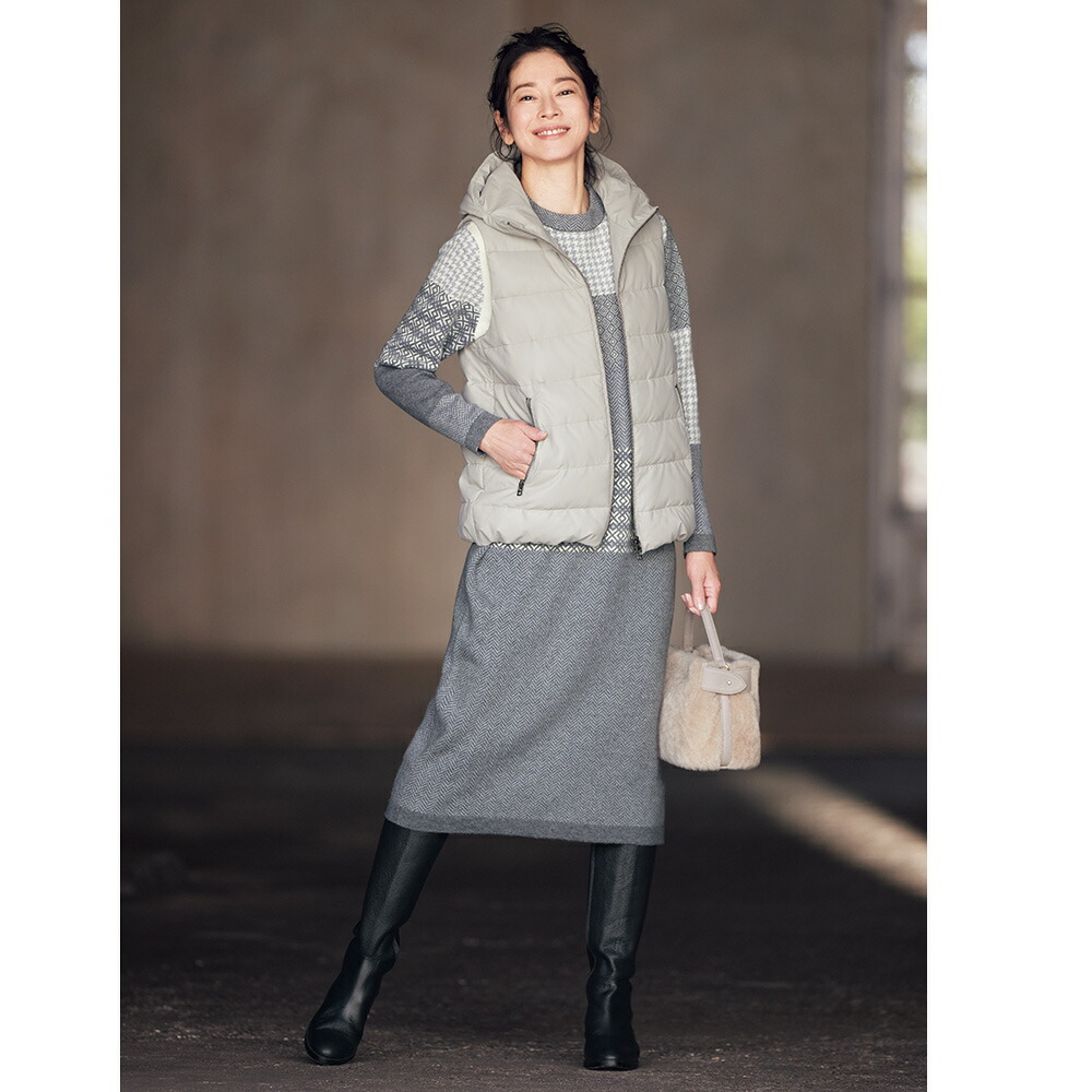 【楽天市場】ニットワンピース ワンピース チュニック ウールカシミヤ ニットジャカードワンピース 290802：ディノス楽天市場店