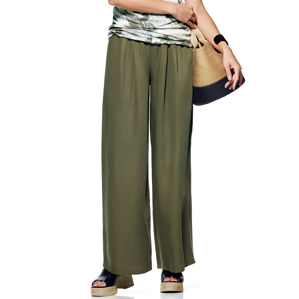 【楽天市場】6/8限定[10%OFFクーポン] UV対策ウェア UV 紫外線対策 フリル くしゅくしゅ とろみ 接触冷感 UVカット ウエストゴム ワイド 接触冷感 プルオン ワイドパンツ ...