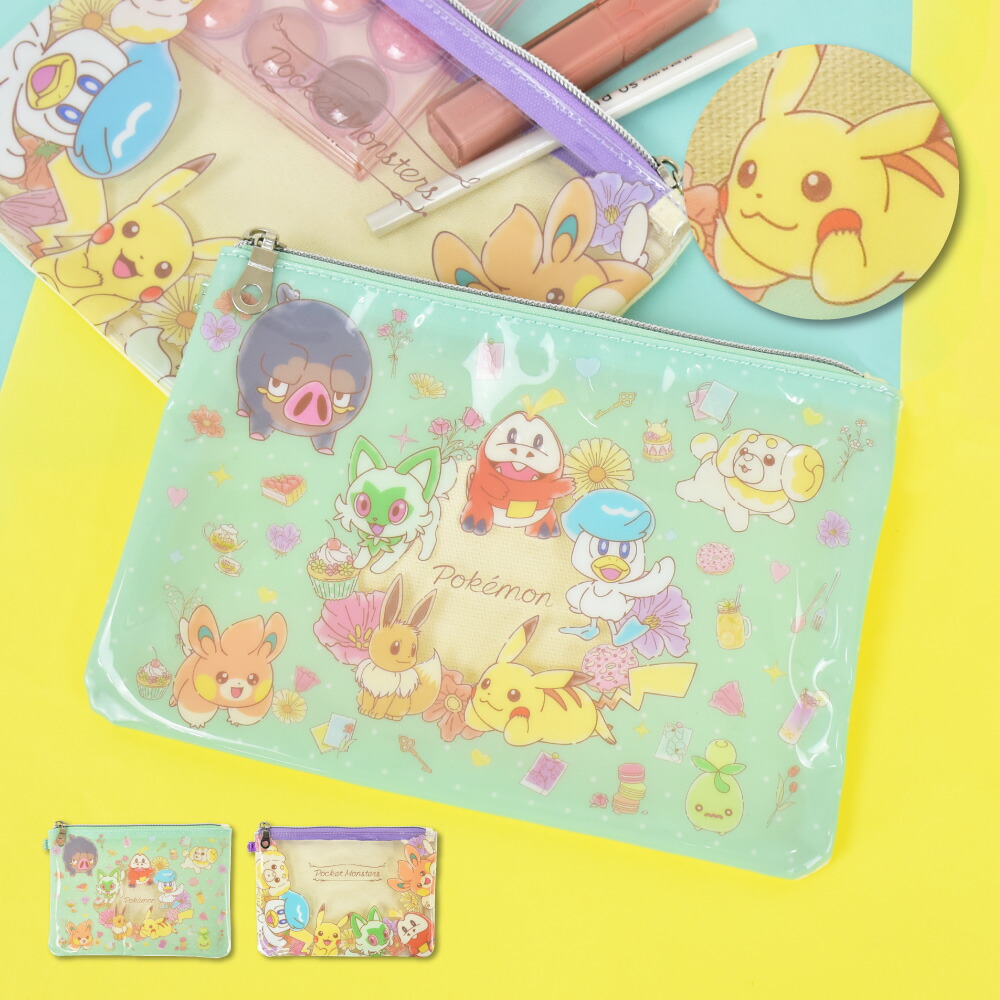 【楽天市場】ポケットモンスター ポケモン フラットポーチ 窓付き 大きめ 平ポーチ コンパクト 小物入れ 化粧ポーチ 文具 透明 クリア 帆布 ...