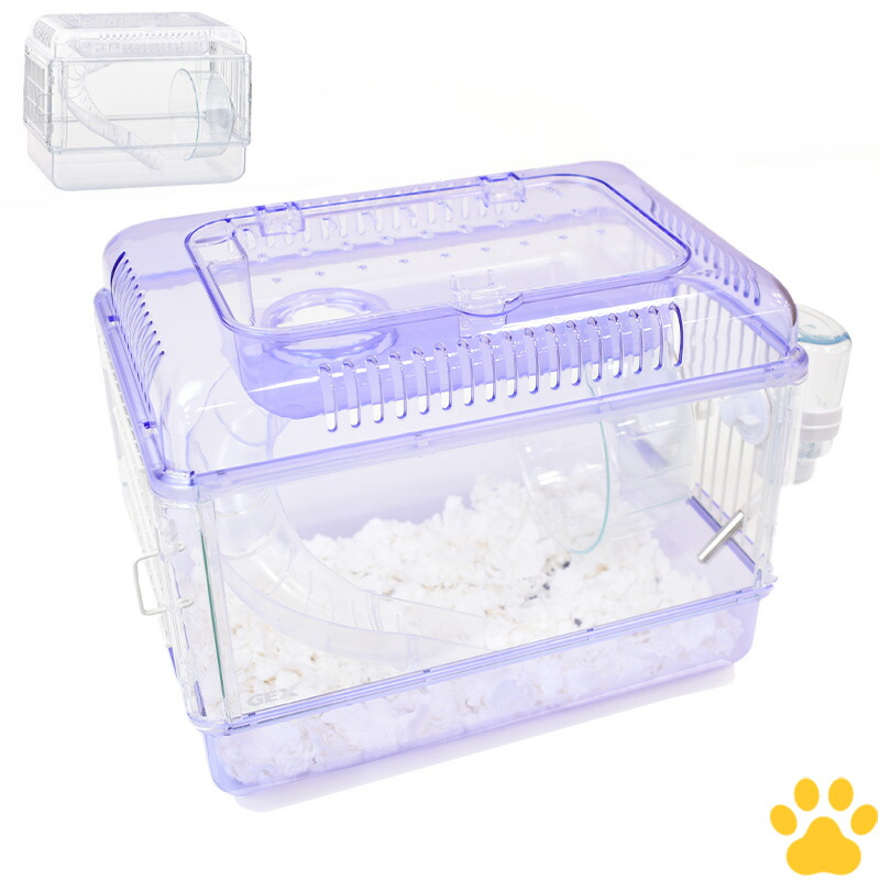 【楽天市場】【0】[セット] GEX クリアフロント30 クリスタル / ラベンダー セット （ドワーフハムスター専用ケージクリアフロント30 + ハーモニーボトル 100ml + 柔ごこち ...