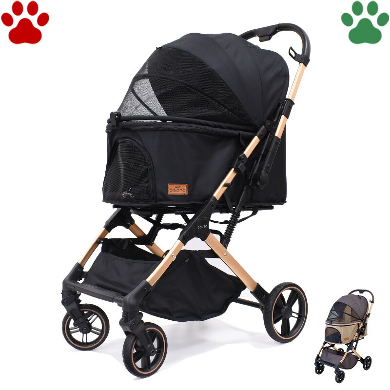 【楽天市場】【0】 GEX OSOTO GRACE QC クイック＆コンパクト キャメル / ノワール 犬猫用バギー犬 猫 多頭飼育 ワンタッチ 折りたたみ 自立 コンパクト 4輪 ペット ...