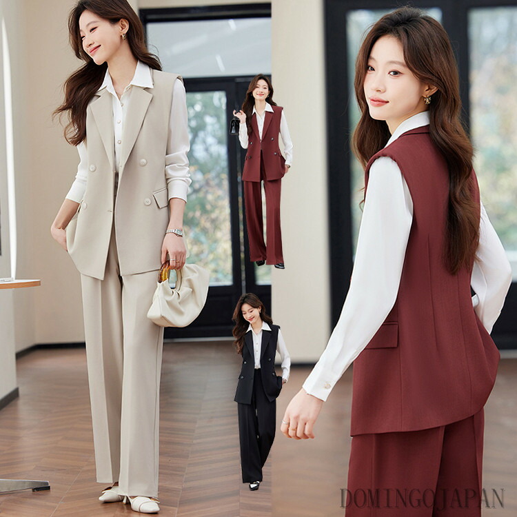 【楽天市場】スーツベスト パンツ レディース フォーマル 秋 通勤 オフィス スーツパンツ スーツ 無地 オシャレ エレガント オトナ ...