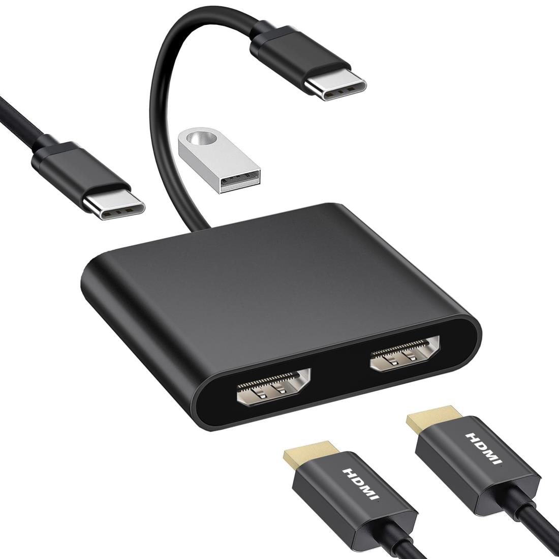 【楽天市場】HDMI Type-C変換アダプター デュアルHDMI 拡張器 2画面出力 4-in-1 USB-C HDMI 拡張【HDMI 2つ+USB3.0+PD充電】マルチディスプレイ ...