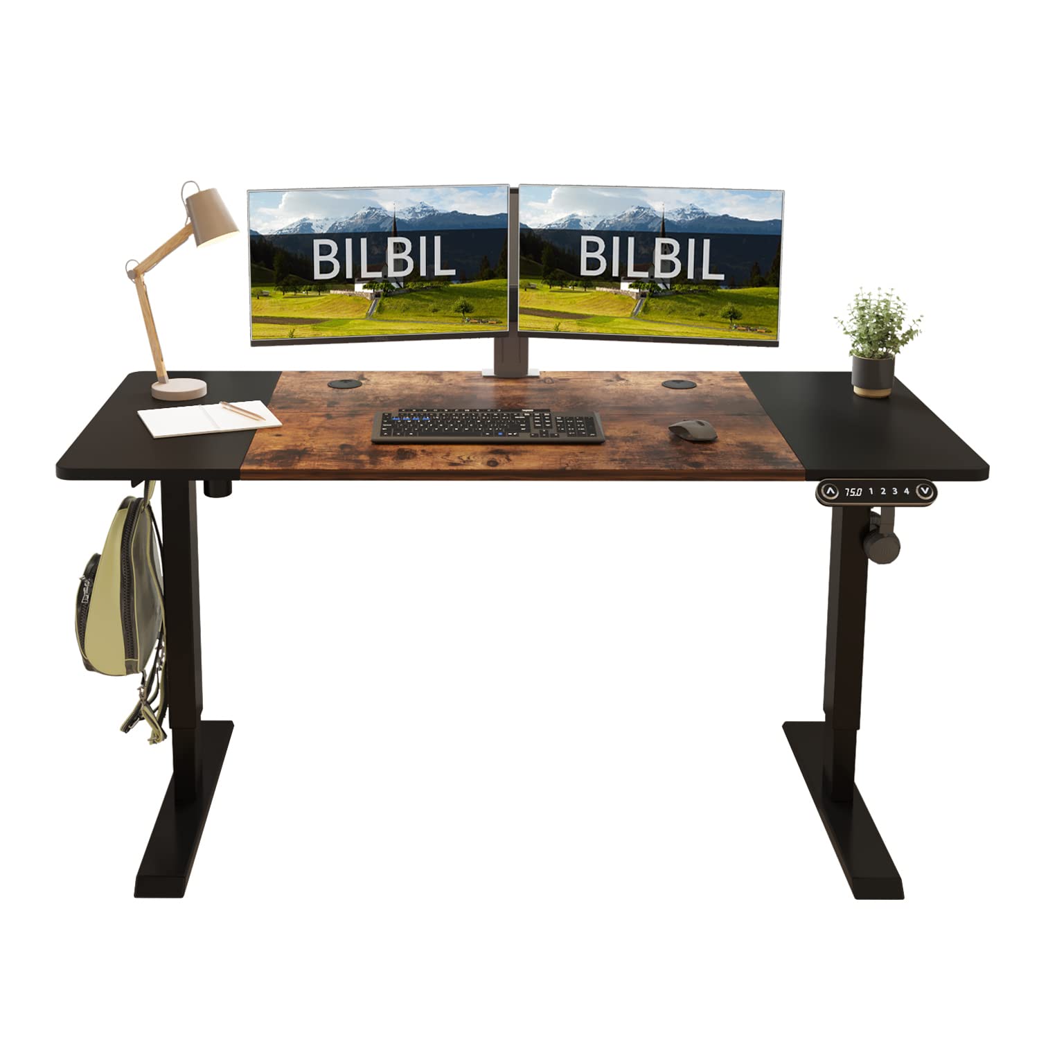 【楽天市場】BilBil デスク パソコンラック つくえ 電動昇降式 机 電動式スタンディングデスク オフィスワークテーブル 昇降式机 ...