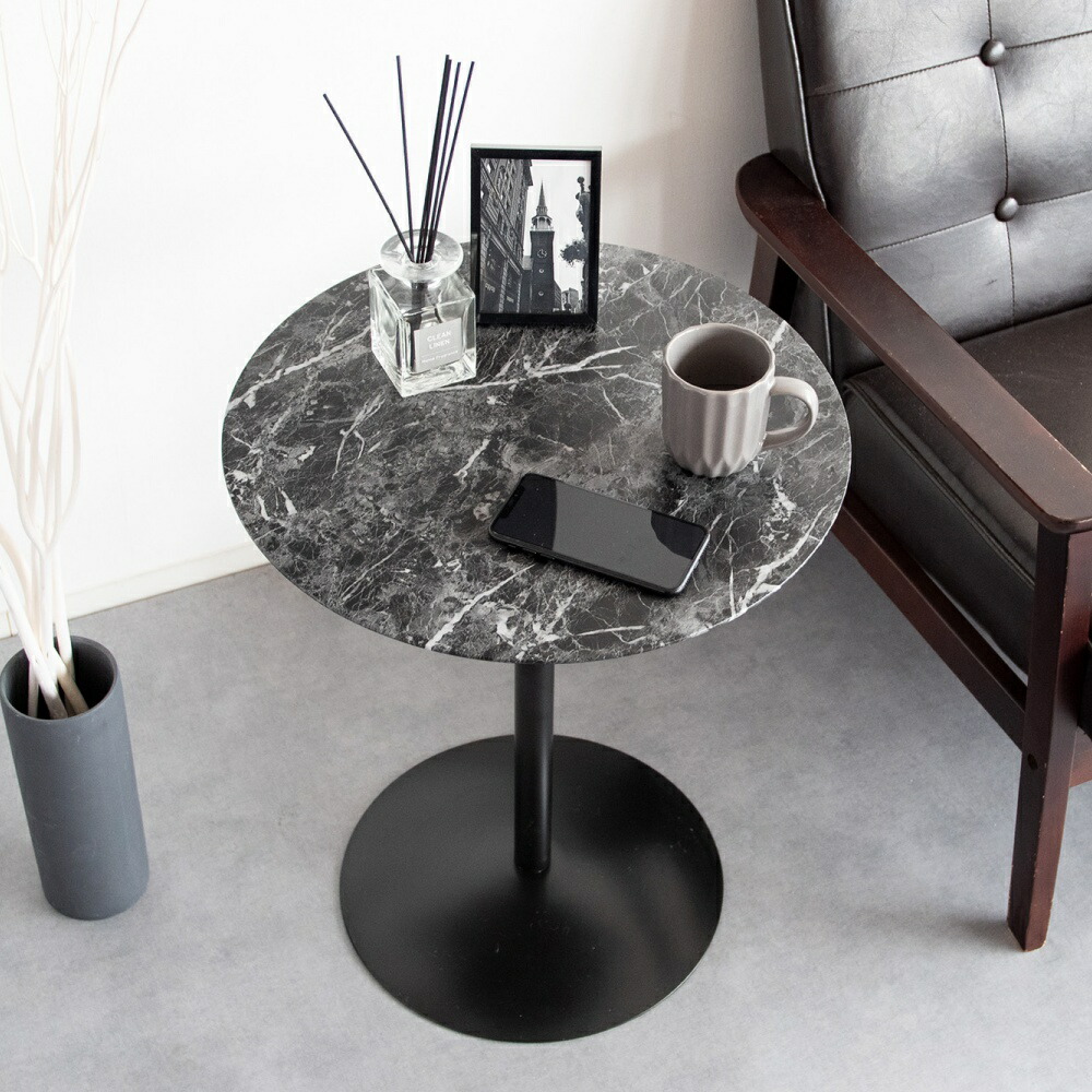 【楽天市場】【メーカー直送】【代引不可】【日時指定不可】【北海道・沖縄・離島不可】サイドテーブル 直径45cm 宮武製作所 Santos（サントス） ブラック ST-019D-BK：DPsign