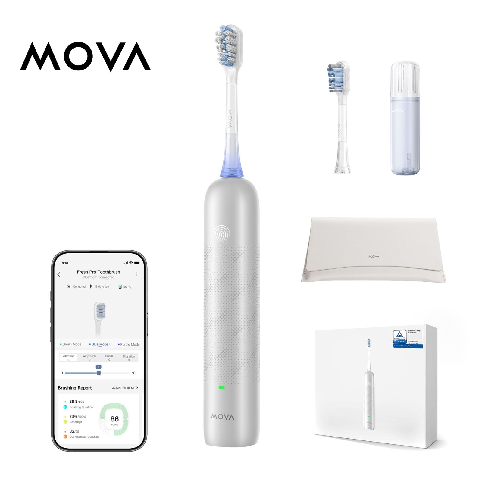【楽天市場】Mova Fresh Pro 3DClean 電動歯ブラシ 強力 アプリ対応 静音 歯垢除去 バスブラシ法 3-in-1 IPX7 ...