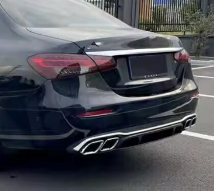 【楽天市場】メルセデス ベンツ W213 E200 E220d E300 E350e E350de E53 後期 AMG E63ルック リアバンパー ディフューザー マフラー セット エアロ ...