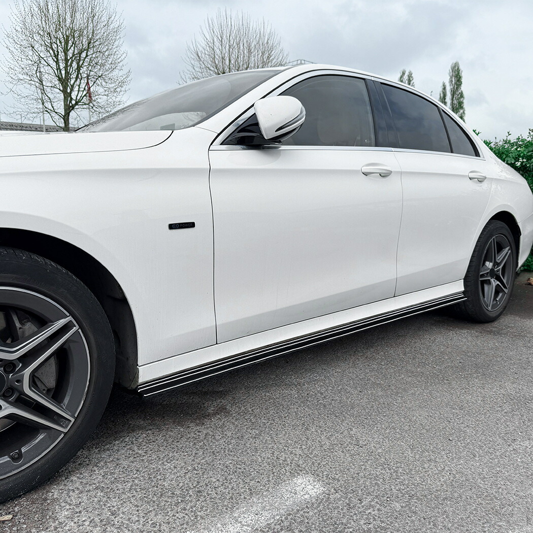 【楽天市場】メルセデス ベンツ W213 E200 E220d E250 E350e E400 E450 E43 E53 E63 セダン Eクラス カーボン ルック サイドスカート カバー ...