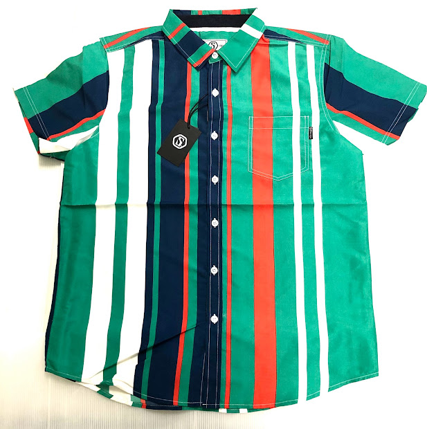 【楽天市場】SWITCH REMARKABLE ストライプシャツ 半袖/緑/M/L/XL/2XL/HIPHOP/B系/大きいサイズ/USサイズ ...