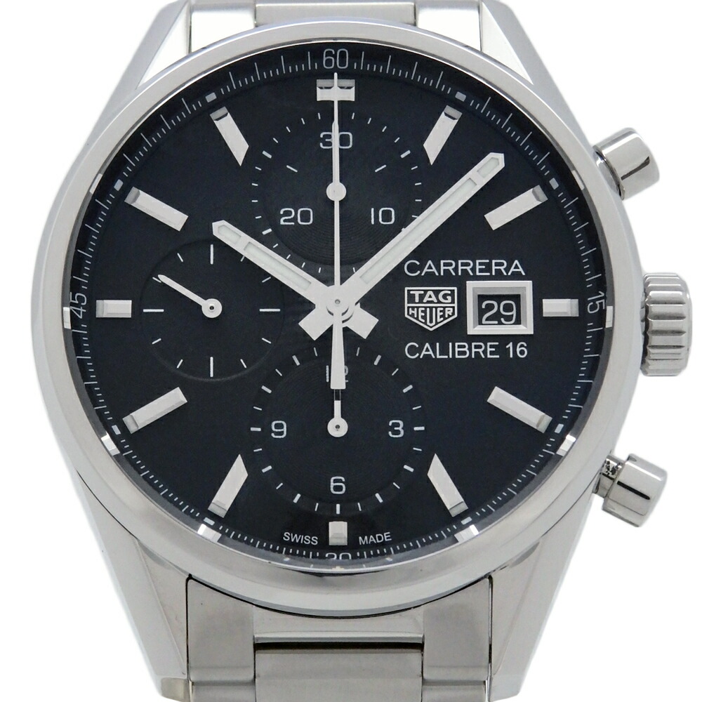 【楽天市場】タグホイヤー カレラ キャリバー16 クロノグラフ CBK2110.BA0715 メンズ オートマ 黒文字盤 【中古】【DS ...