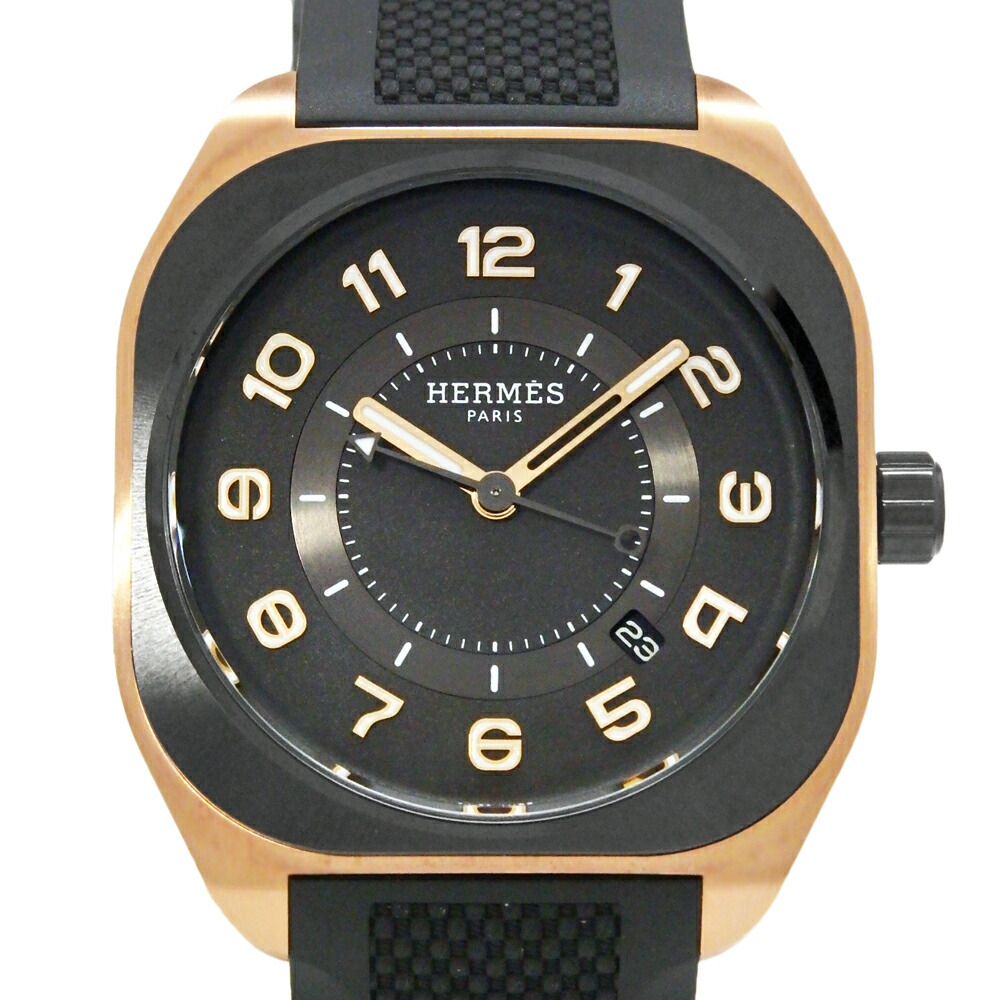 【楽天市場】HERMES エルメス H08 ラージサイズ デイト SP1.720 K18PG/Ti メンズ オートマ 黒文字盤 【中古】【DS KATOU】：DS KATOU