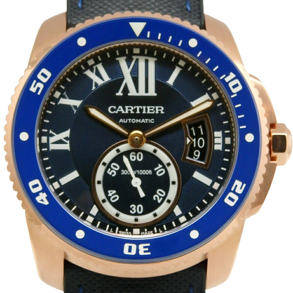 【楽天市場】Cartier カルティエ カリブル ダイバー WGCA0009 新品純正ベルト K18PG メンズ オートマ 青文字盤 【中古 ...