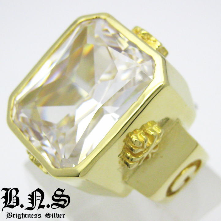 【楽天市場】ゴールドロイヤルサファイアスクエアストーンGODゴッドリング クリア 真鍮 ブラス【ring-685-RB44】：ブライトネスシルバー