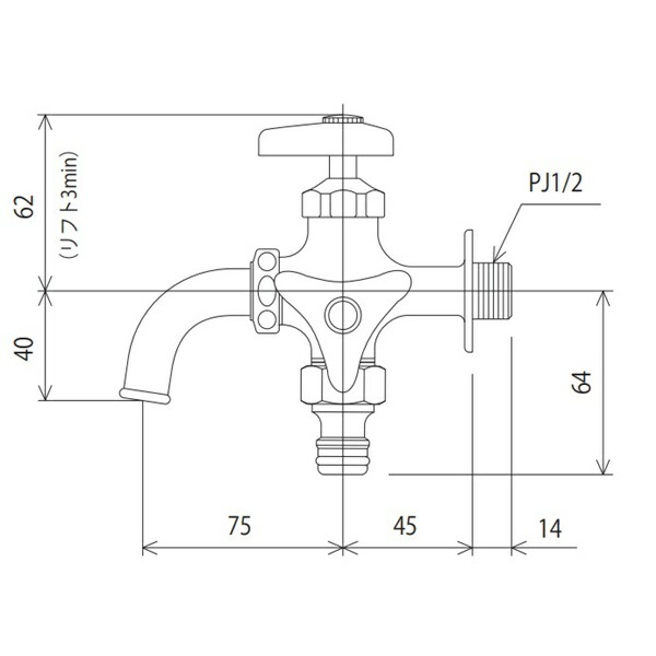 【楽天市場】【在庫あり】 KVK 【K124SPJ】 屋外ホース接続ニップル付二口横水栓 蛇口 双口：施主のミカタ