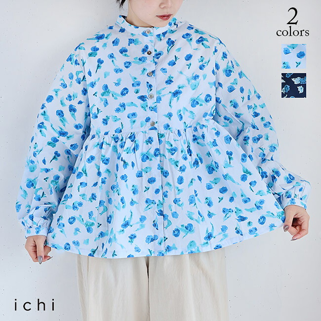 【楽天市場】【20％OFF】ichi (イチ)前後2WAY 花柄プリントギャザーブラウス 241034(ブルー)(ネイビー)（全2色）レディース(F)ソノリテ（sonorite)ナチュラン ...