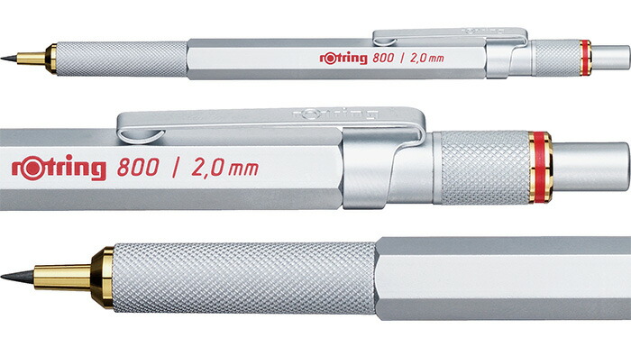 【楽天市場】【メール便可 2個まで】\2mm 芯ホルダー／ロットリング ROTRING / 800シリーズ ホルダー 2.0mm シルバー ...