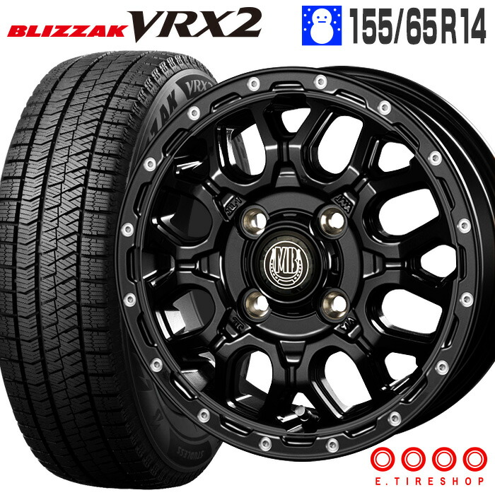 【楽天市場】ブリザック VRX2 155/65R14 75Q ブリヂストン BRIDGESTONE マッドバーン XR-800M 14×4.5 PCD100/4H +45 マットブラック ...