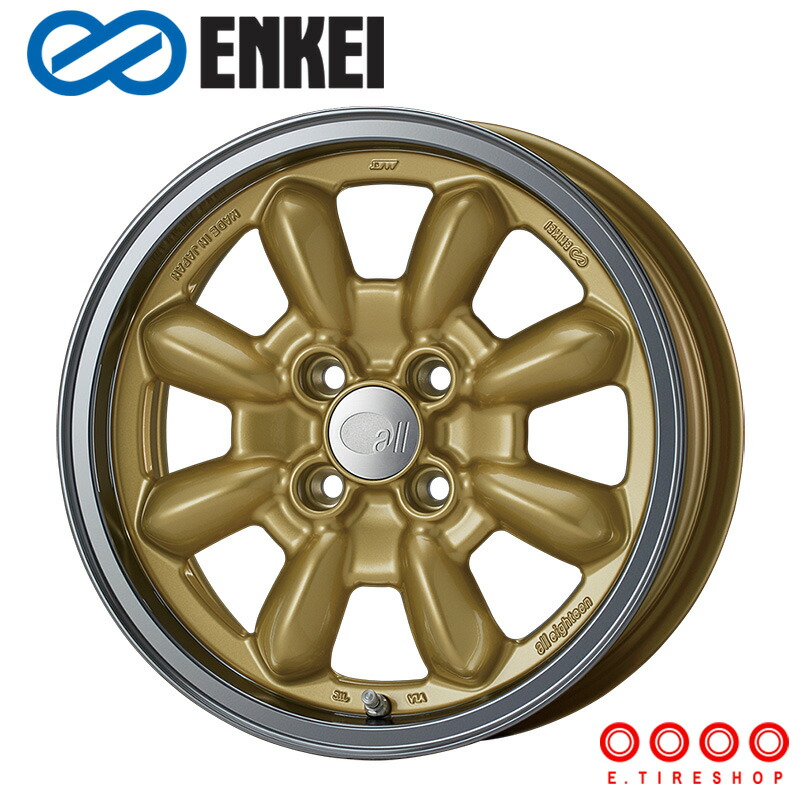 【楽天市場】ENKEI all eighteen 15×6.0J PCD100 4H INSET+38 ボア径φ75 マシニングゴールド (M ...