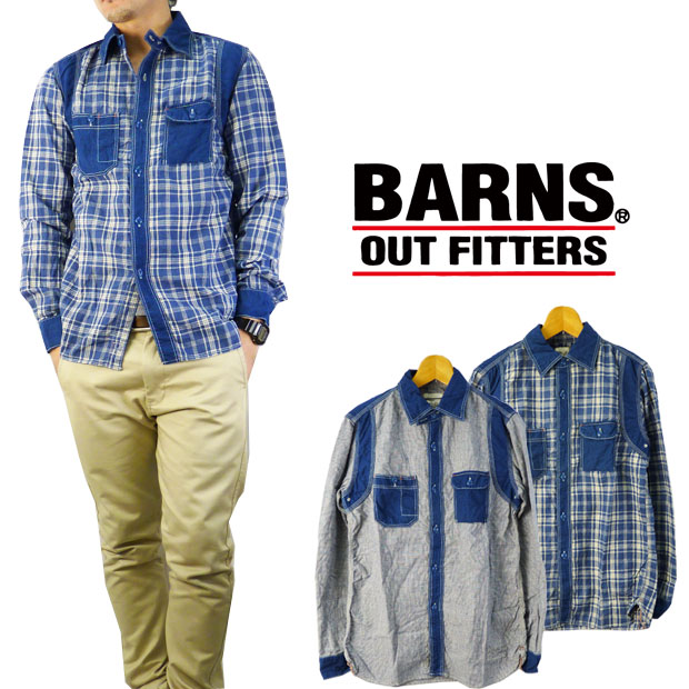楽天市場】バーンズ BARNS チノワークシャツ ジャケット プリント BR