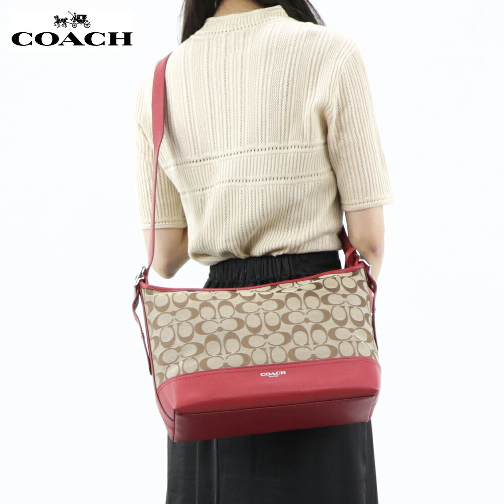 【楽天市場】【新古品/未使用】 コーチ COACH バッグ ショルダーバッグ F54339 レディース ブラウン×レッド ロゴ レザー 本革 キャンパス シルバー金具 フリンジ：LE CHIEN