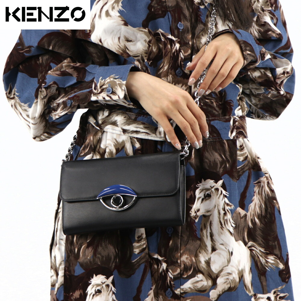 【楽天市場】ケンゾー KENZO バッグ ショルダーバッグ レディース ブラック レザー チェーンショルダー 目 アイ 2way 財布 シルバー金具 FA62PM218L03 99：LE CHIEN