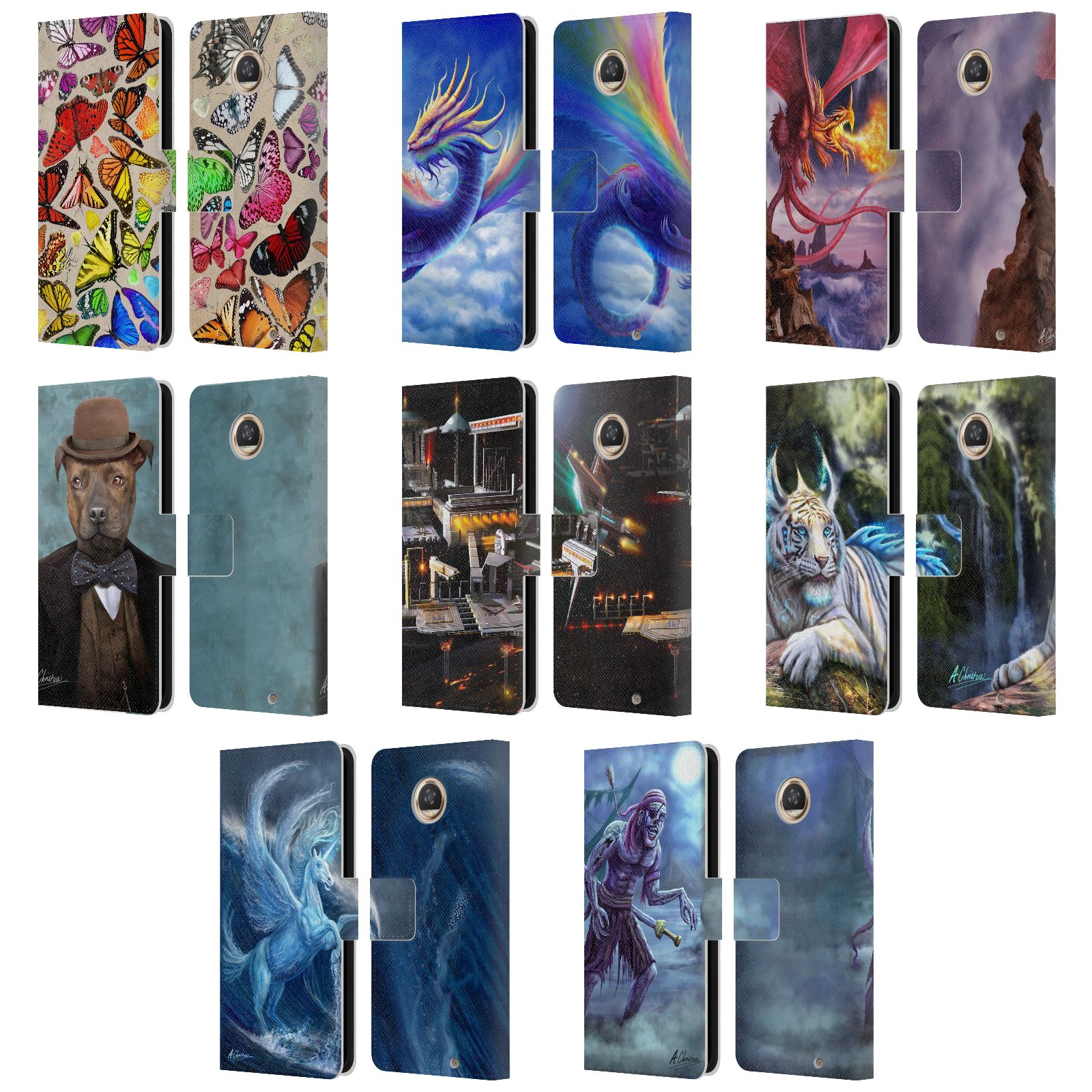 【楽天市場】公式ライセンス Anthony Christou アート レザー手帳型ウォレットタイプケース Motorola 電話 スマホケース ...