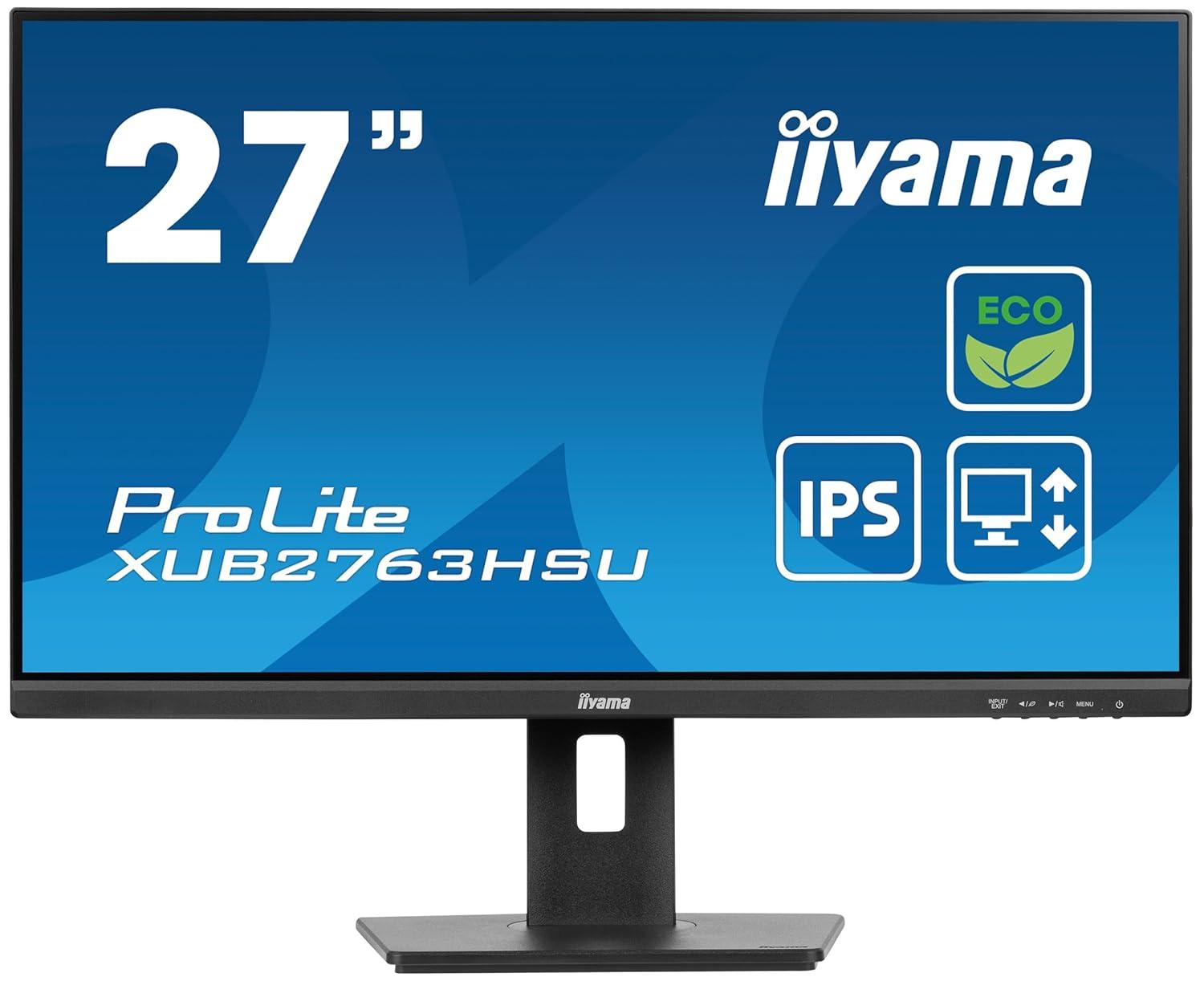 【楽天市場】IIYAMA イイヤマ 液晶ディスプレイ 27型/1920×1080/HDMI、DisplayPort/ブラック/スピーカー:あり/IPSパネル(XUB2763HSU-B1 ...
