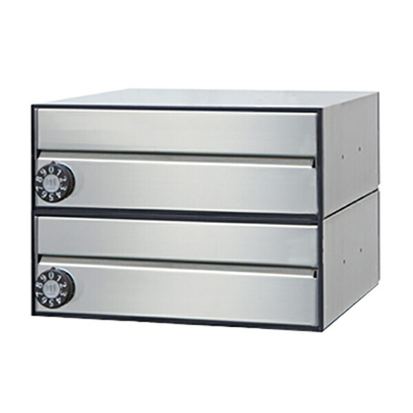 【楽天市場】田島メタルワーク マンション アパート 集合住宅用郵便ポスト MX-91-28FF-2-HL 2戸用 myナンバー錠 ヘアライン：環境生活