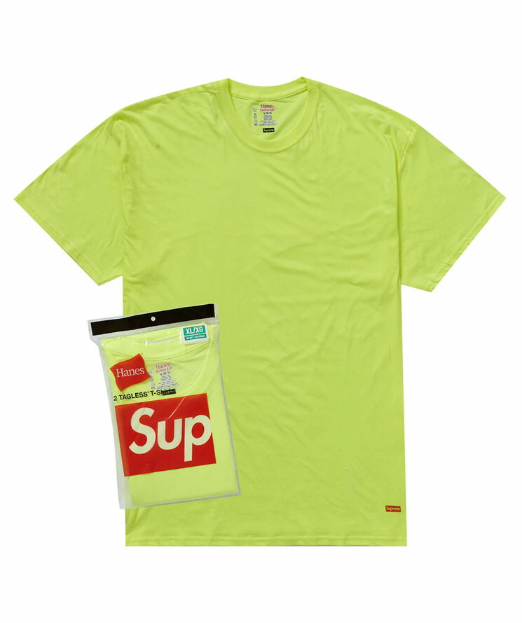 【楽天市場】【並行輸入品】Supreme/Hanes Tagless Tees(2Pack) シュプリームxへインズ Tシャツ フルオセント ...